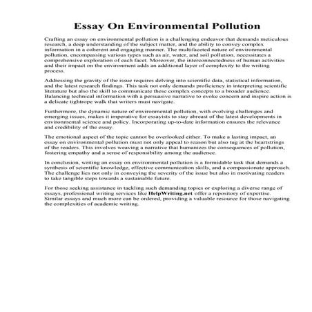 Essay On Environmental Pollution | PDF