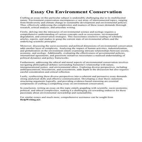 Essay On Environment Conservation. Essay on youth participation in ...
