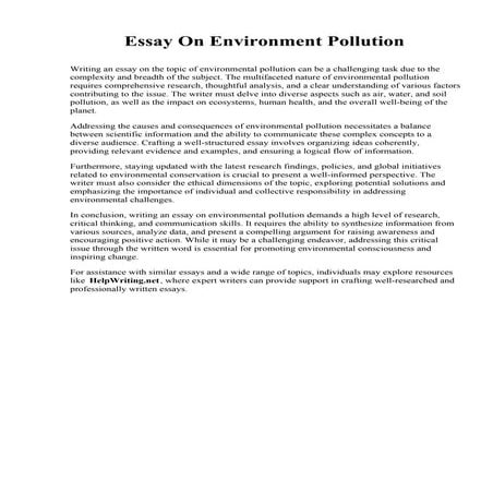 Essay On Environment Pollution. ATS Institute of Technology | PDF ...