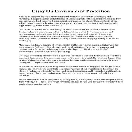 Essay On Environment Protection | PDF
