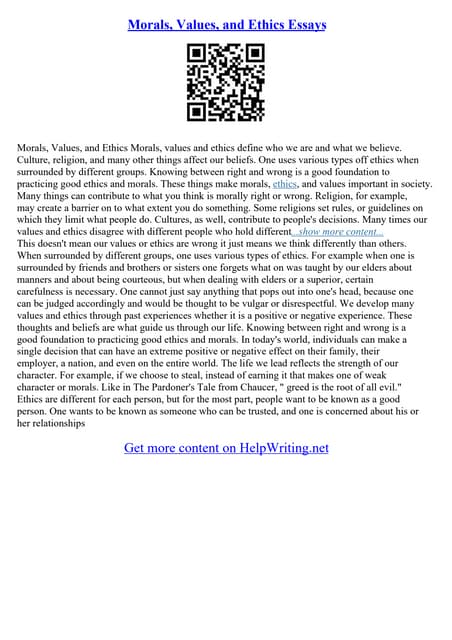 Essay Moral Values | PDF