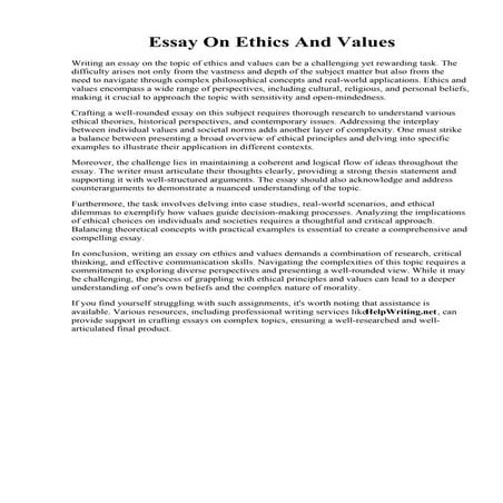 Essay On Ethics And Values | PDF