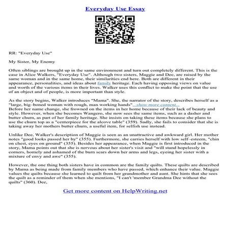 Essay On Everyday Use | PDF