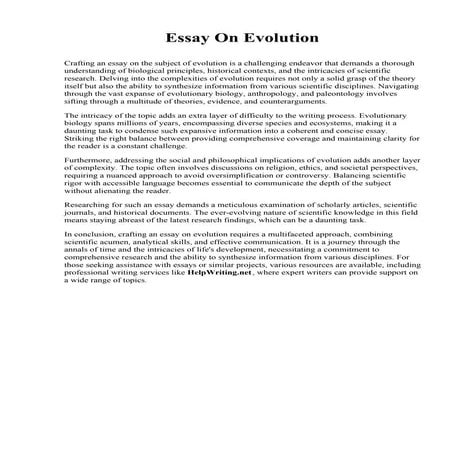 Essay On Evolution. East-West University | PDF