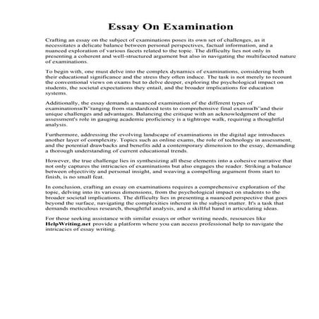 Essay On Examination. Essay on Examination - ExamPlanning | PDF ...