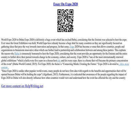 Essay On Expo 2020 | PDF