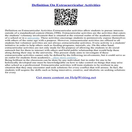 Essay On Extracurricular Activities | PDF