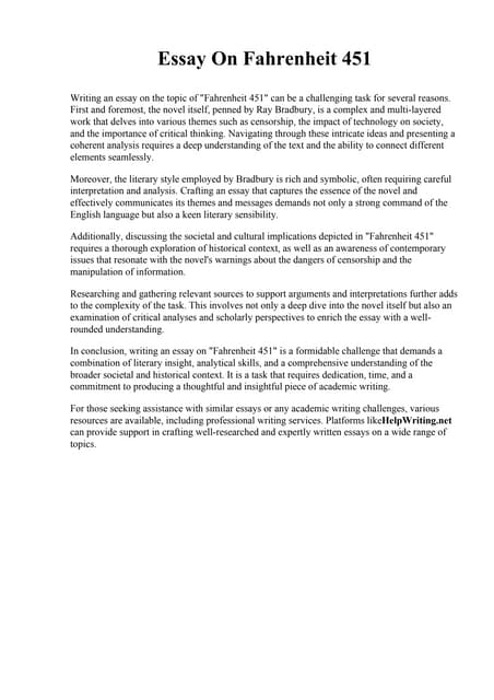 Ray Bradbury Essay. University of North Alabama | PDF