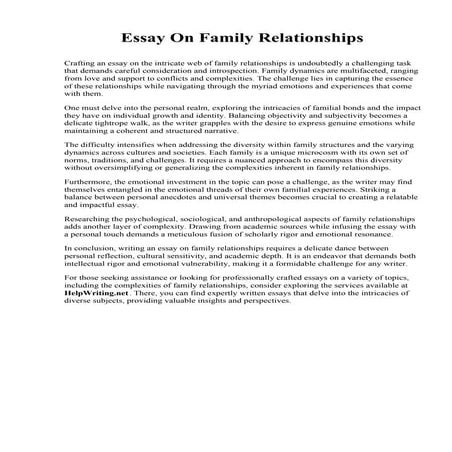 Essay On Family Relationships. Missouri Valley College | PDF