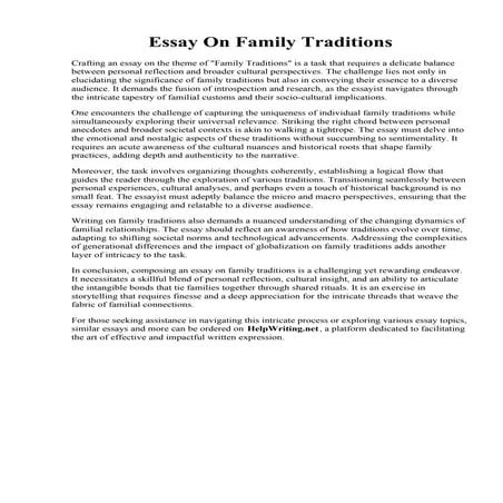Essay On Family Traditions | PDF