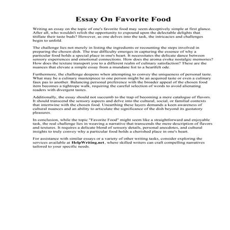 Essay On Favorite Food. My favorite food essay sample - 296 Words ...