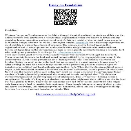 Essay On Feudalism | PDF