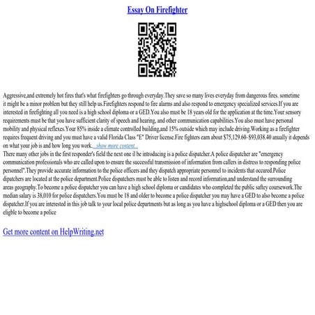 Essay On Firefighter | PDF