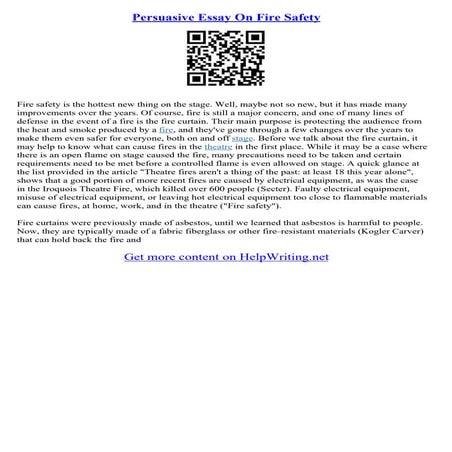 Essay On Fire Safety | PDF