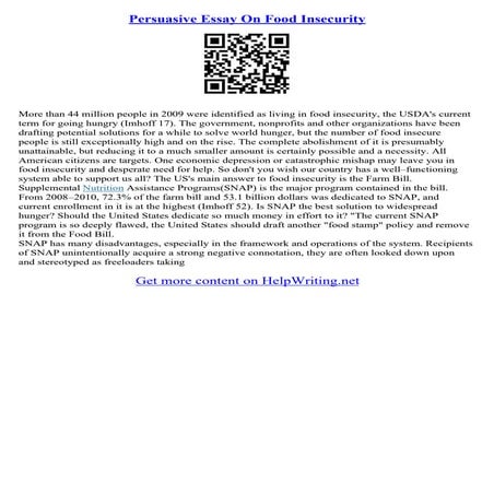 Essay On Food Security | PDF