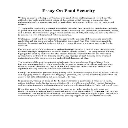 Essay On Food Security. Sitting Bull College | PDF | Food Industry ...