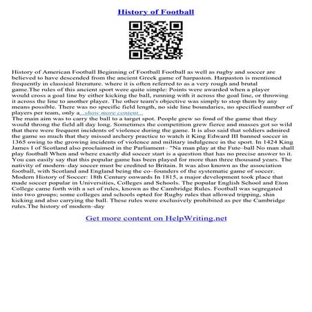 Essay On Football History | PDF