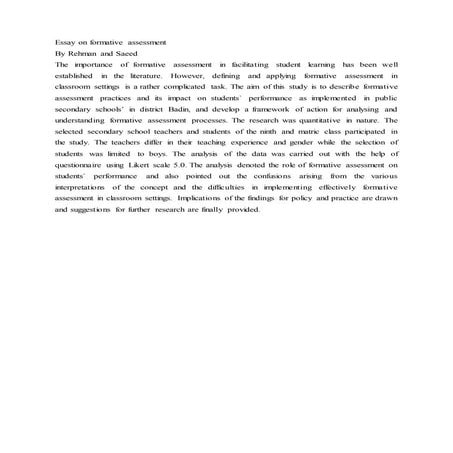 Essay on formative assessment | DOCX