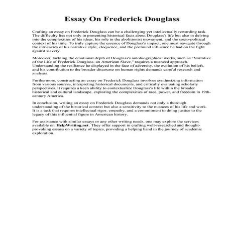 Essay On Frederick Douglass. Metropolitan Community College, Nebraska | PDF