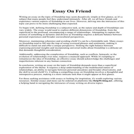 Essay On Friend | PDF