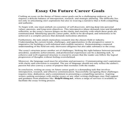 Essay On Future Career Goals | PDF