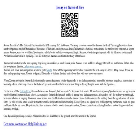 Essay On Gates Of Fire | PPT