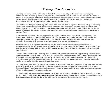 Essay On Gender | PDF