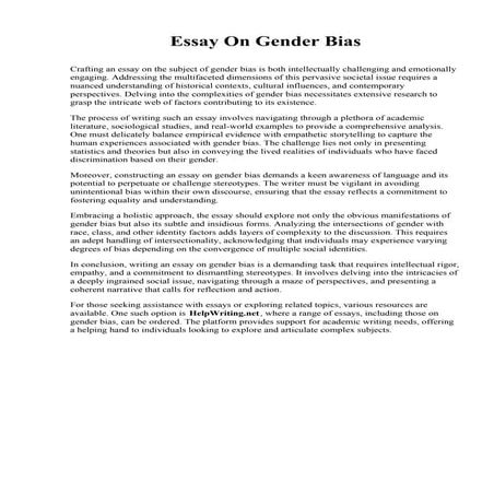 Essay On Gender Bias.pdf | Debated Sensitive Social Issues | Sensitive ...