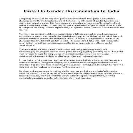 Essay On Gender Discrimination In India | PDF