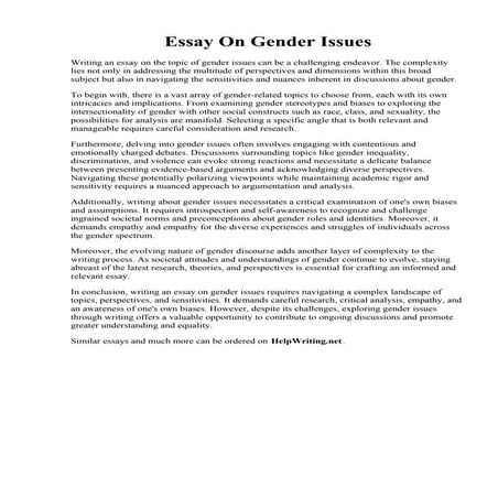 Essay On Gender Issues | PDF