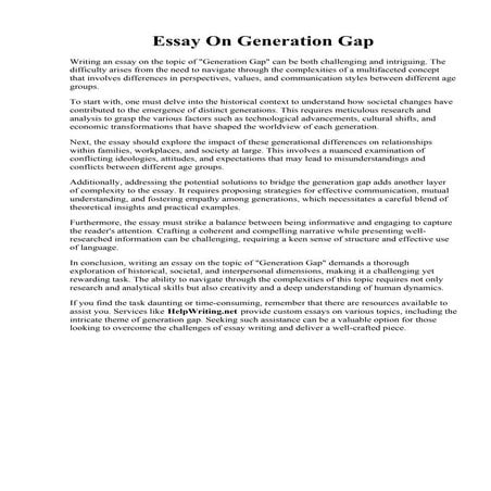 Essay On Generation Gap | PDF