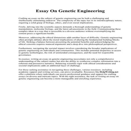 Essay On Genetic Engineering. Hudson County Community College | PDF