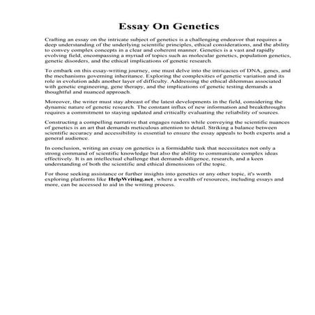 Essay On Genetics. Genetic Essay Example Topics and Well Written Essays ...