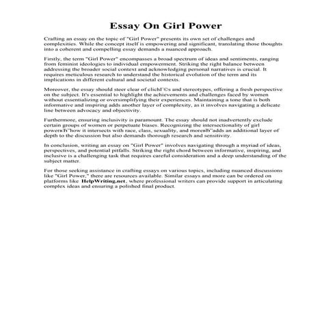 Essay On Girl Power. Essay on girl power | PDF