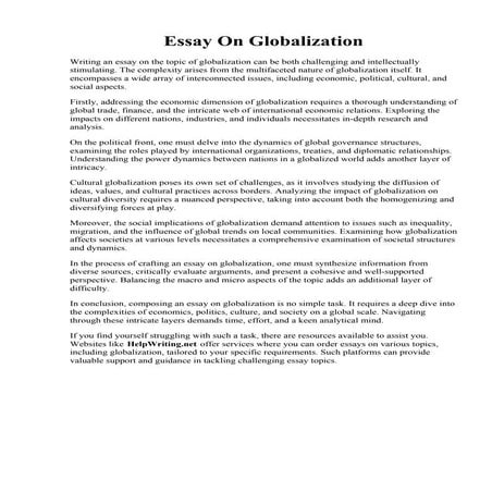 Essay On Globalization | PDF