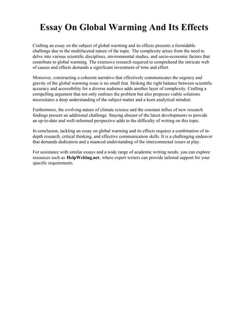 Global Warming Cause And Effect Essay.pdf | Environment | Science