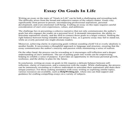 Essay On Goals In Life | PDF