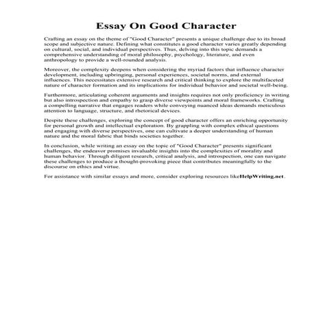 Essay On Good Character | PDF