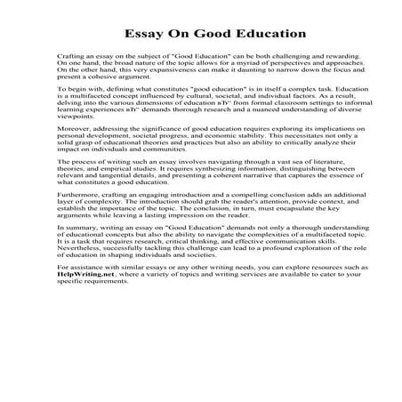 Essay On Good Education. Creighton University | PDF