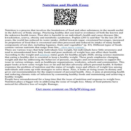 Essay On Good Health | PDF