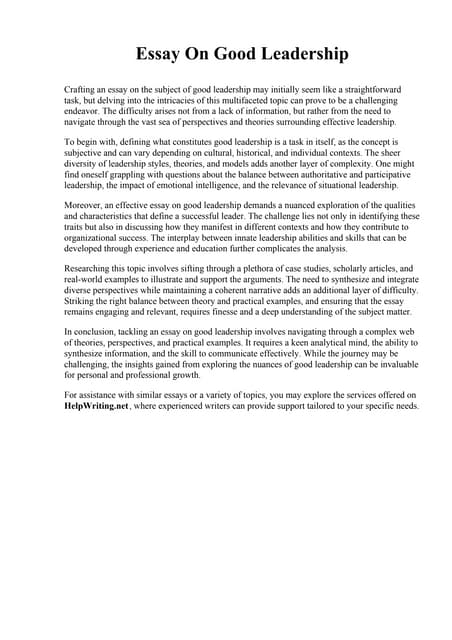 Leadership And Management Essay.pdf | Education