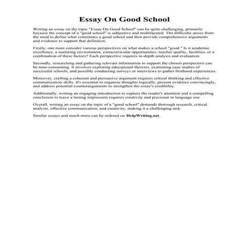 Essay On Good School. Essay On My School My School Essay In English ...