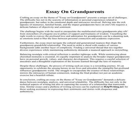 Essay On Grandparents | PDF