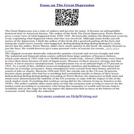 Essay On Great Depression | PDF