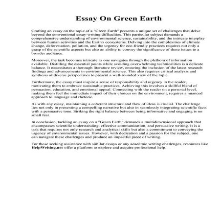 Essay On Green Earth.pdf | Environment | Science