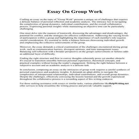 Reflective Essay On Teamwork | PDF
