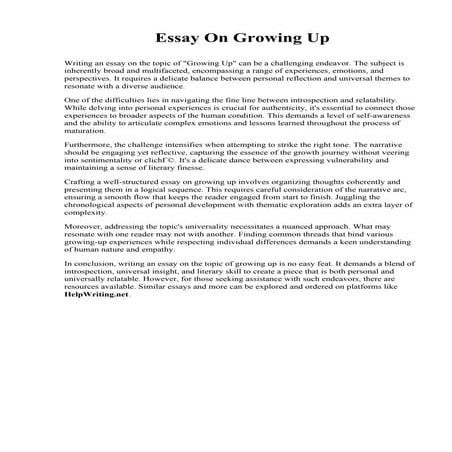 Essay On Growing Up.pdf | Homework and Study | Education
