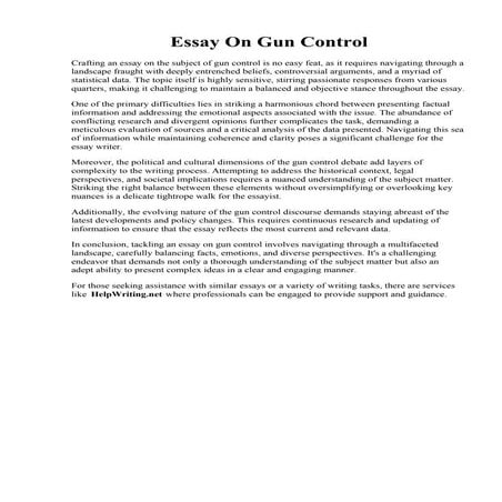 Essay On Gun Control. essay examples: Gun Control Essays | PDF