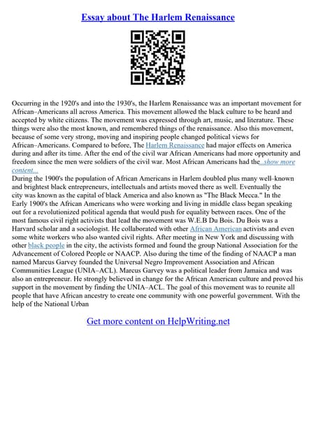 Harlem Renaissance Visual Art | PPT | Music | Entertainment