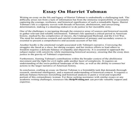 Essay On Harriet Tubman | PDF